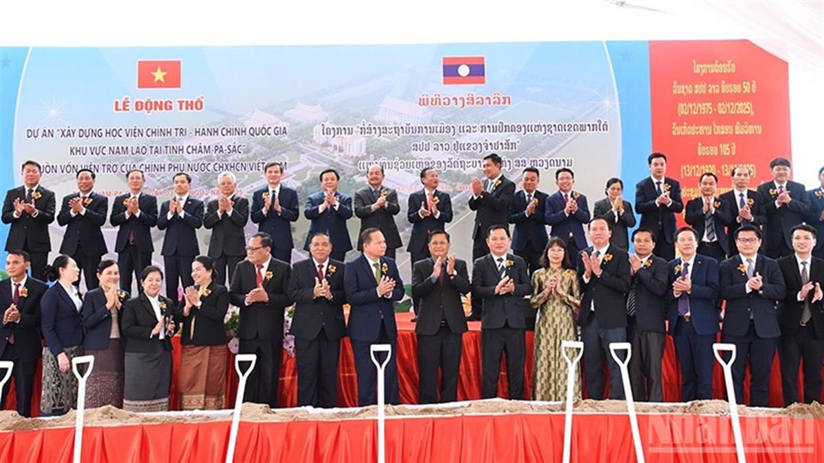 Khởi công công trình Học viện Chính trị-Hành chính quốc gia khu vực Nam Lào